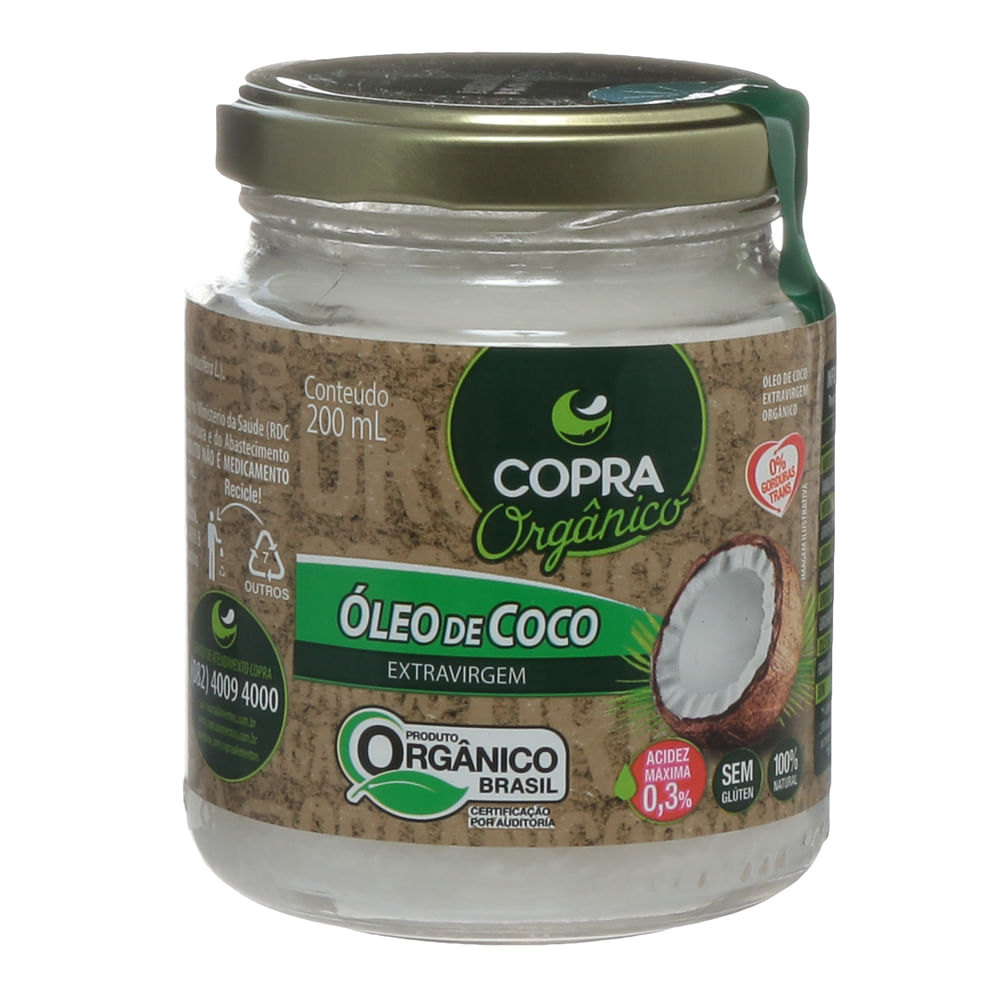 Óleo de coco orgânico Copra 200ml - Casa Santa Luzia