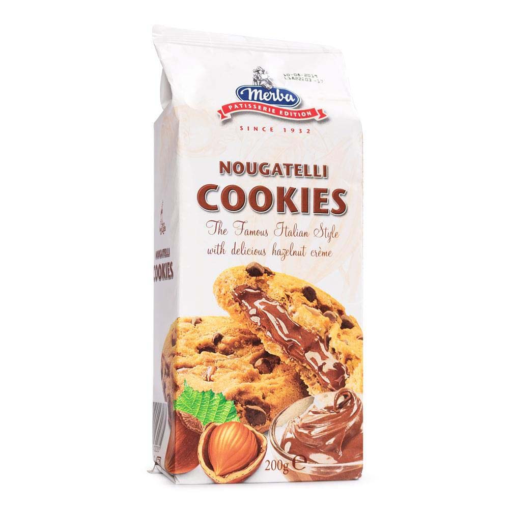Cookies Sabor Chocolate Nougatelli Merba 200g - Casa Santa Luzia