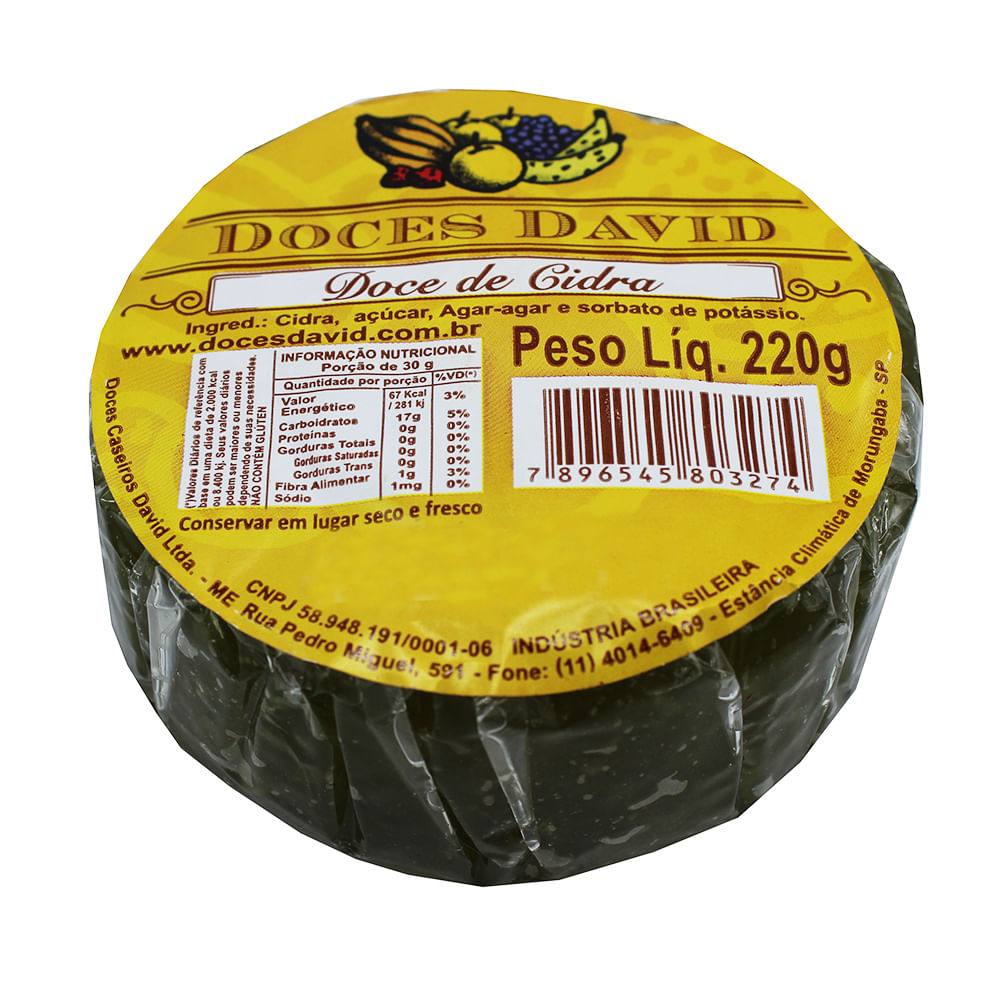 Doce de Cidra Doces David 220g - Casa Santa Luzia