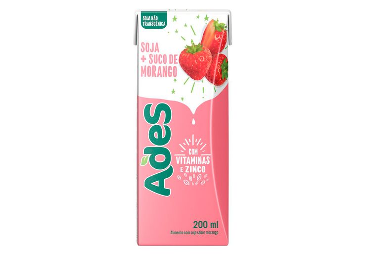 Bebida de Soja Sabor Morango Ades 200ml - Casa Santa Luzia